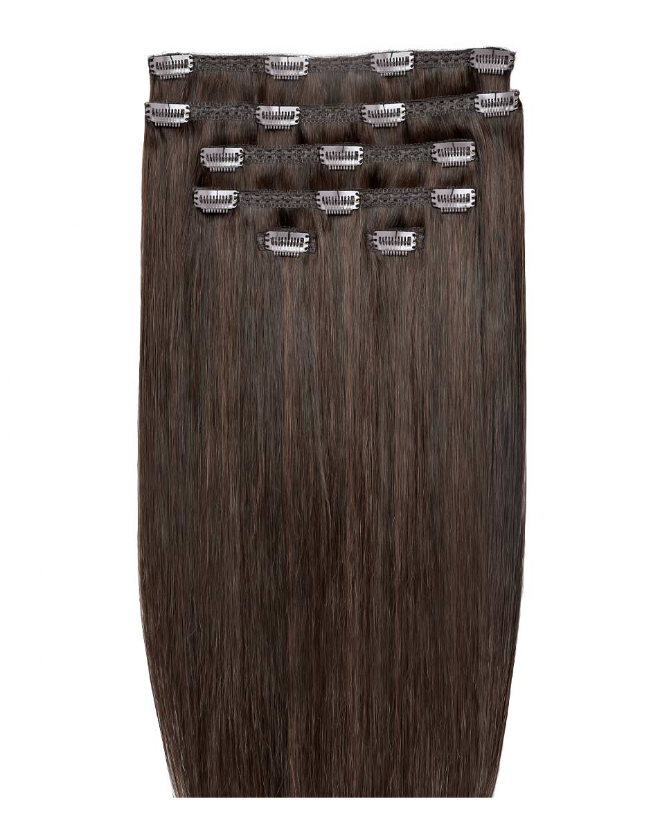 20" Double Hair Set Clip-In Extensions - Dark Chocolate